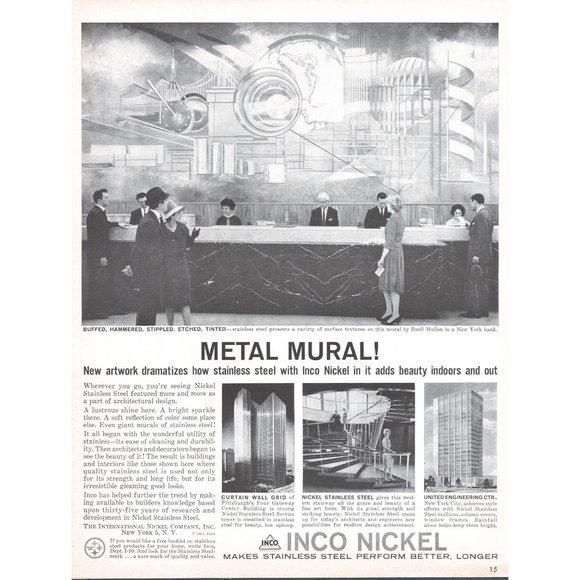 Inco | Art | 961 Inco Nickel Stainless Steel Metal Wall Mural Vintage ...